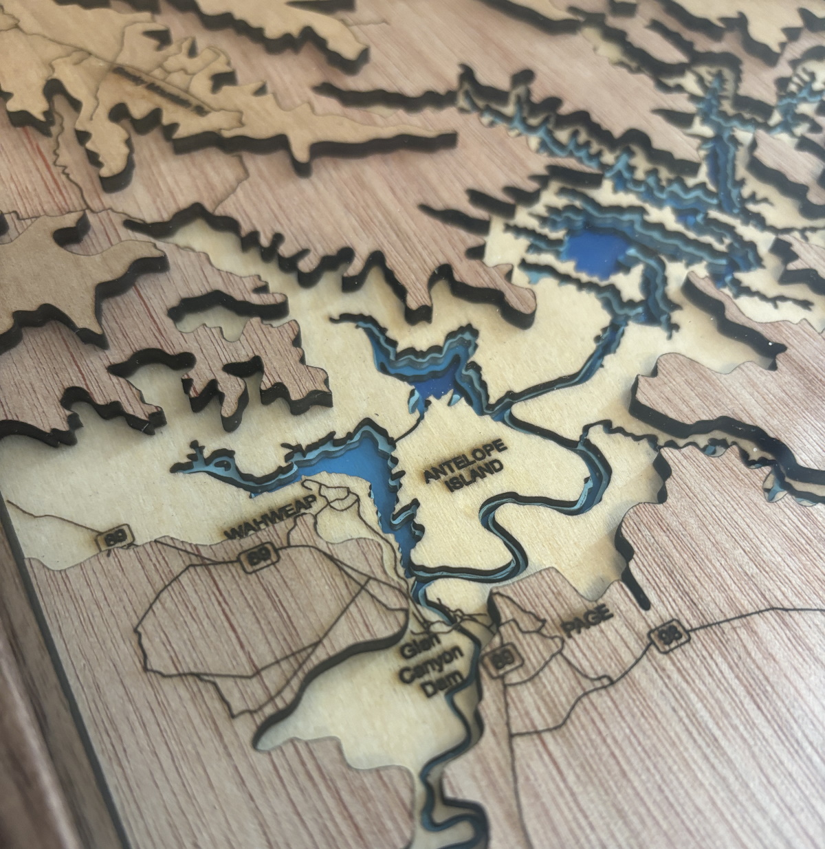 Amazing Lake Powell 3D laser cut topographic map – The Tiny Woodshop ...
