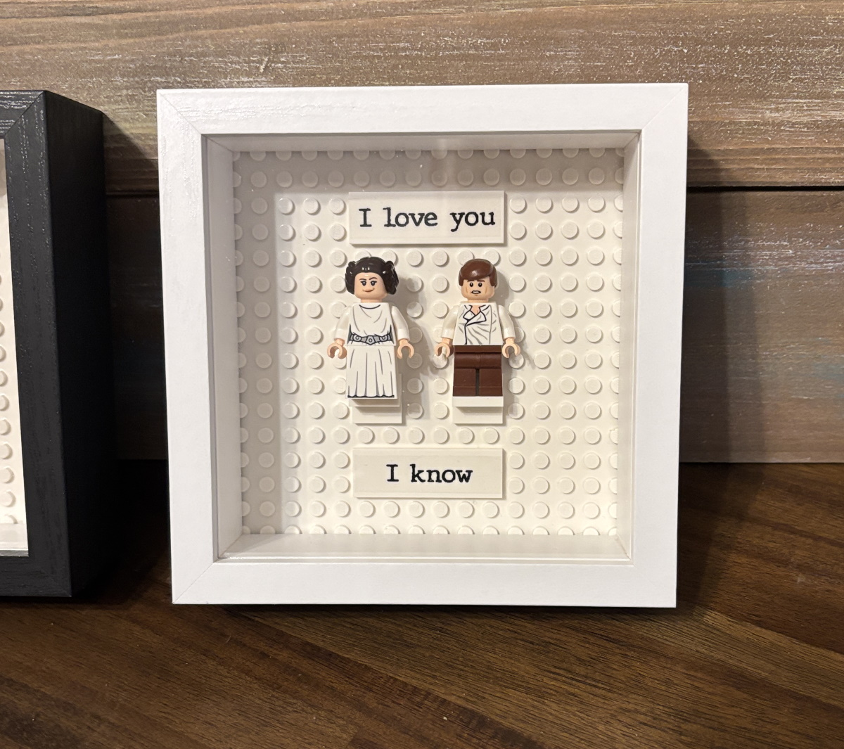 CUTE Han Solo and Princess Leia “I Love You” Lego minifigure shadow box ...